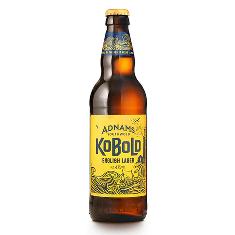 Adnams Kobold Vegan Friendly English Lager 4.7% 500ml Glass Bottles | Twelve Green Bottles Wine