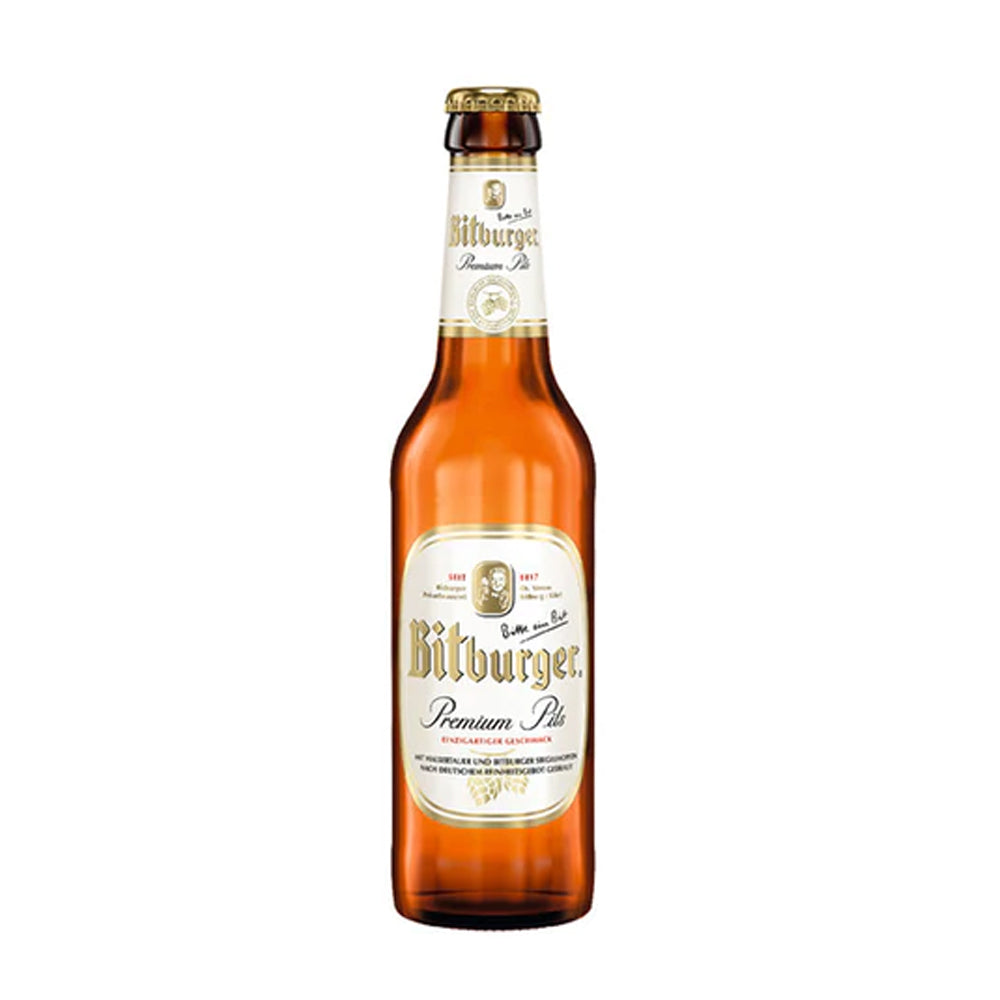 Bitburger Premium German Pils 4.8% - 330ml Glass Bottles | Twelve Green ...