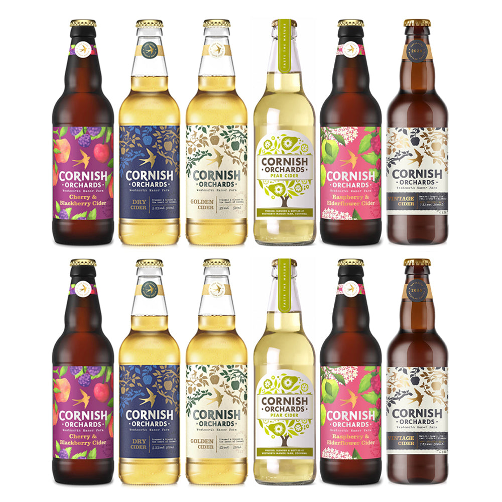 Cornish Orchard Cider Collection 12 x 500ml Glass Bottles | Twelve ...