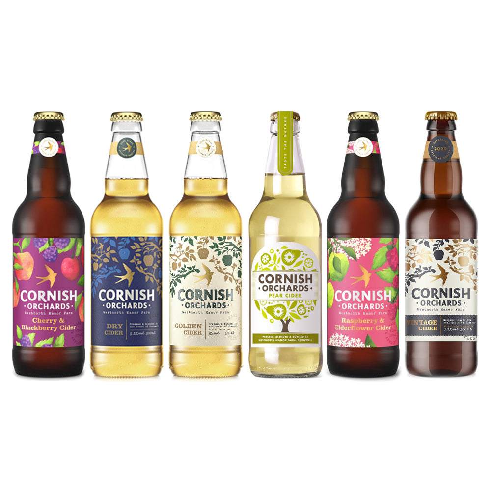 Cornish Orchard Cider Collection 6 x 500ml Glass Bottles | Twelve Green ...