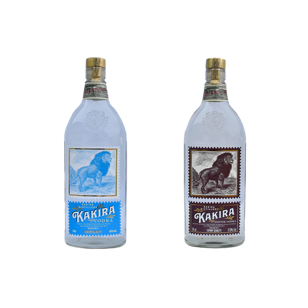 Kakira Vodka Pair | Pure Sugar Cane Spirit | Handcrafted in Uganda | Twelve Green Bottles Wine